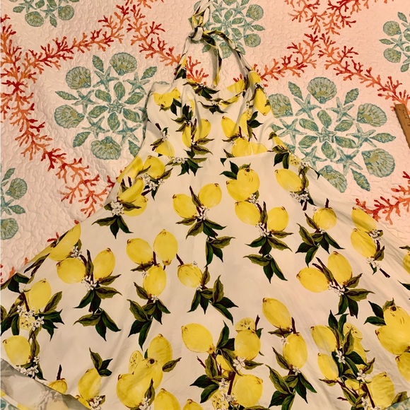 topdress | Dresses | Vintage Retro 95s Inspired Lemon Print Halter Sun ...
